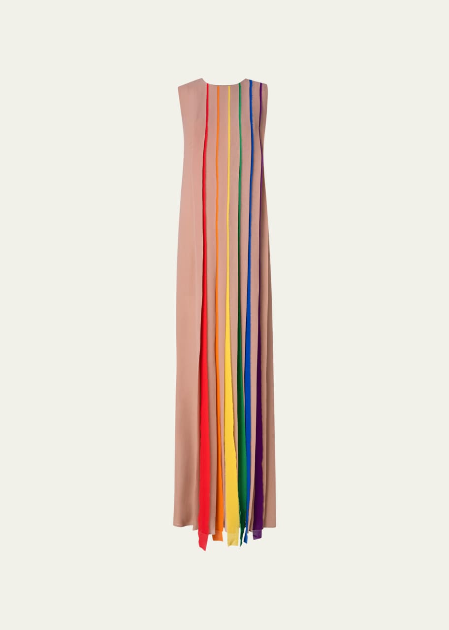 Akris Silk Georgette Multicolor Pleated Gown - Bergdorf Goodman