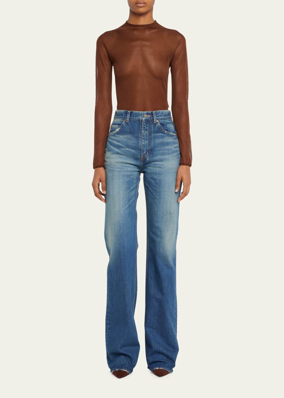 Saint Laurent Flared Denim Pants - Bergdorf Goodman