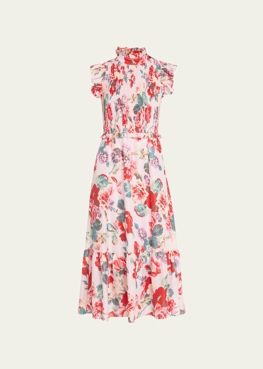 Sea Lanie Floral Smocked Midi Dress - Bergdorf Goodman