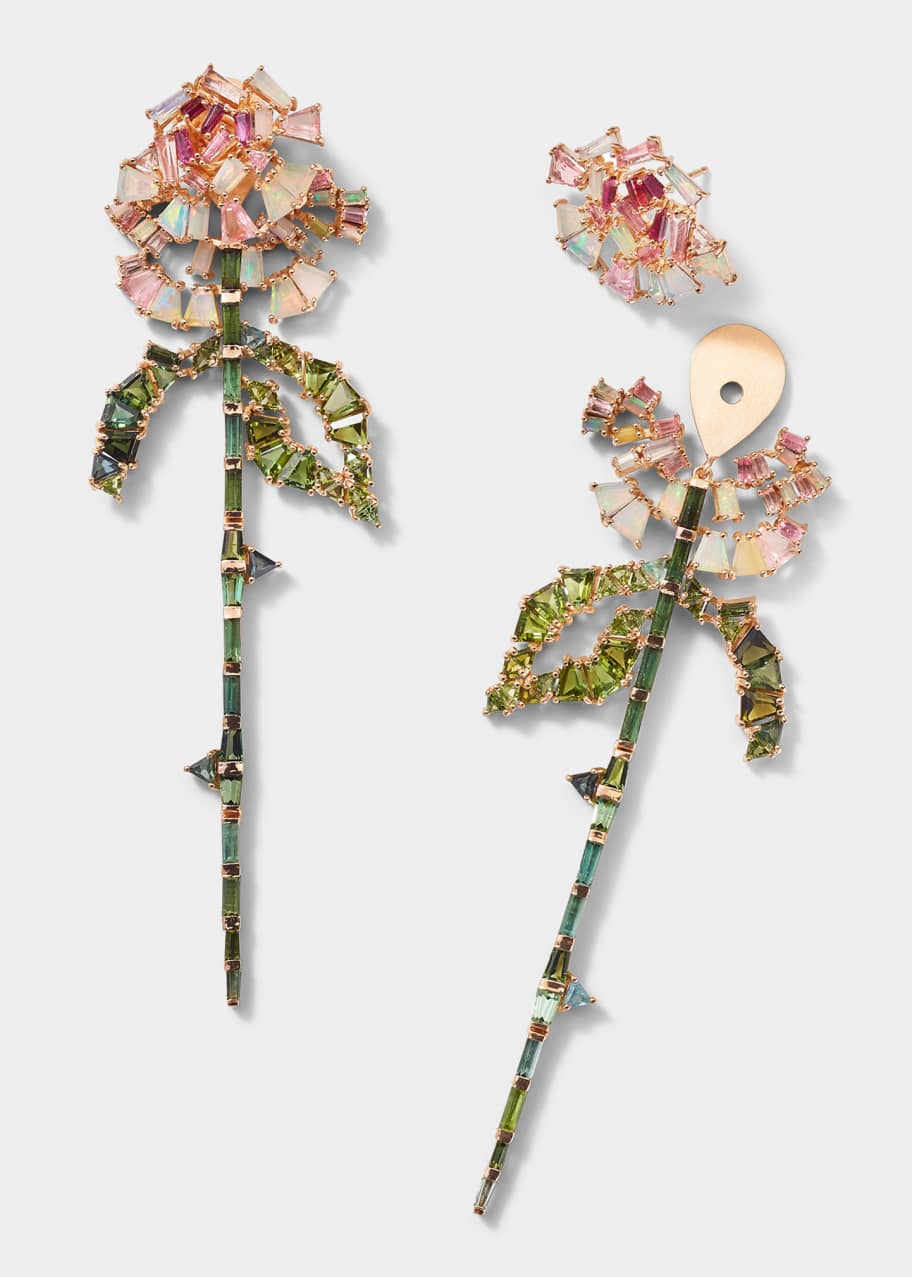Nak Armstrong 20K Rose Gold Flower & Stem Earrings - Bergdorf Goodman