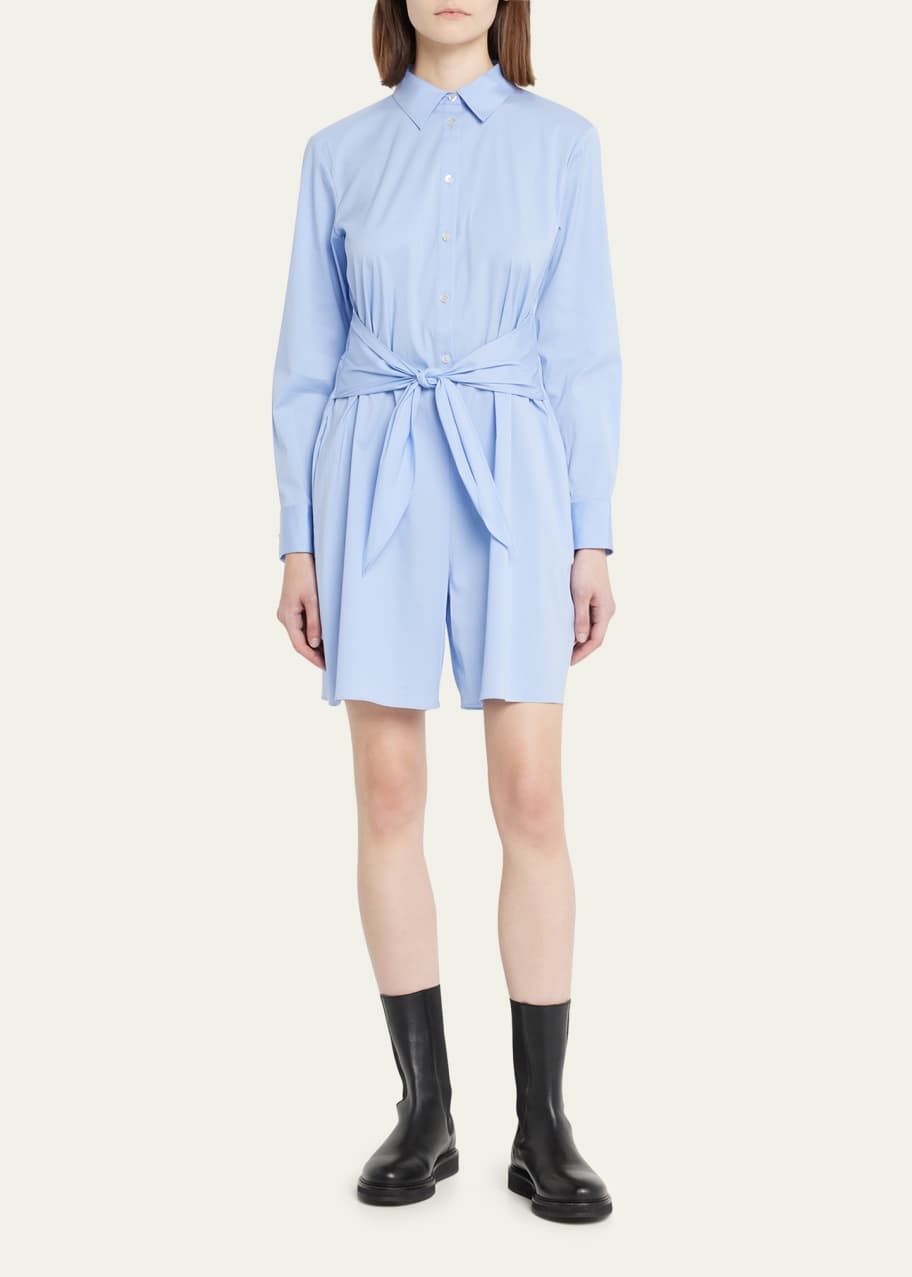 Theory Tie-Waist Button-Front Romper - Bergdorf Goodman