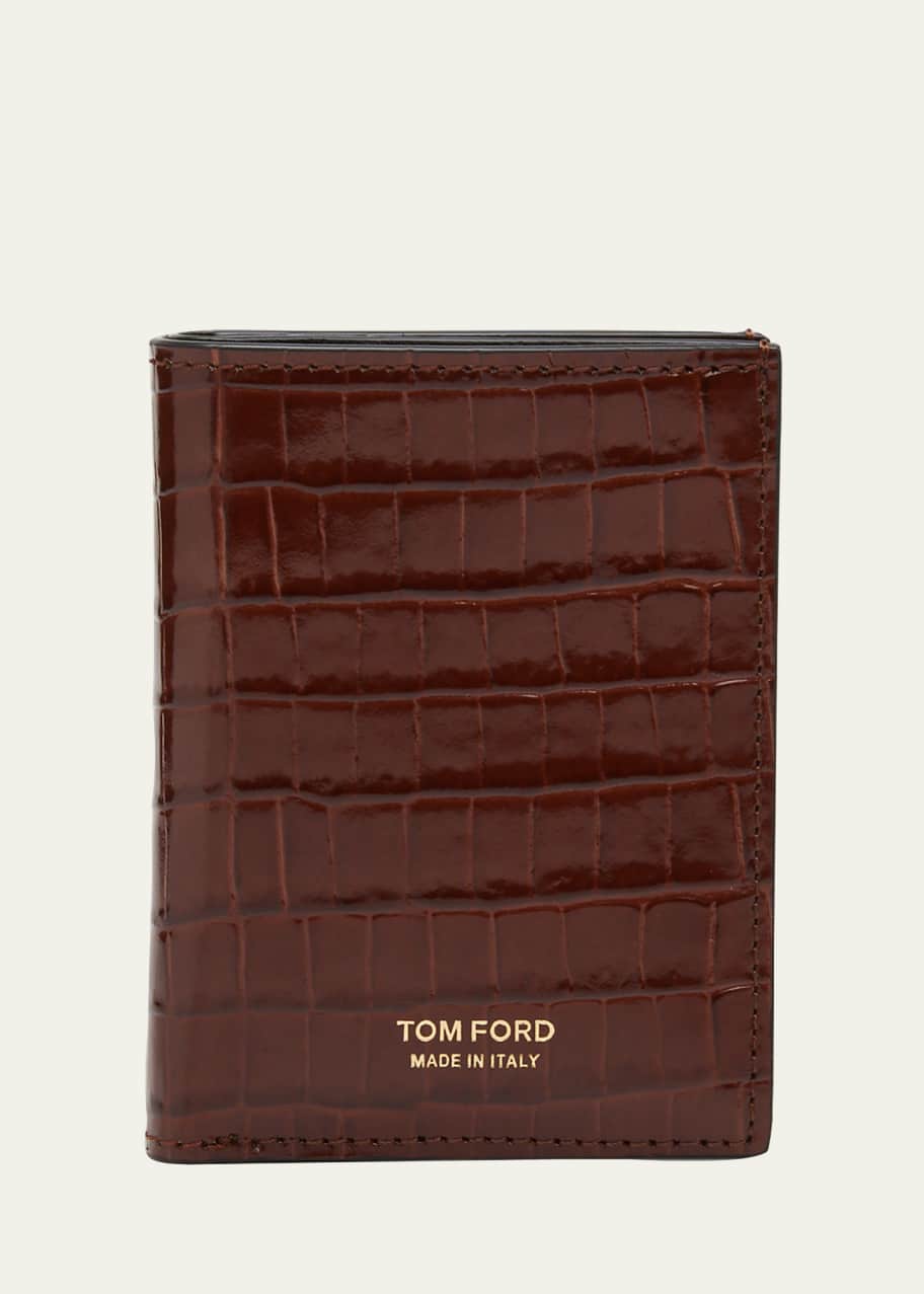 TOM FORD Men's Croc-Printed Leather Bifold Card Holder - Bergdorf Goodman
