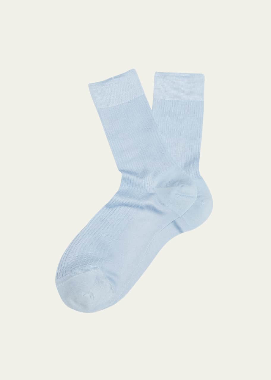 Maria La Rosa Ribbed Silk-Blend Crew Socks - Bergdorf Goodman