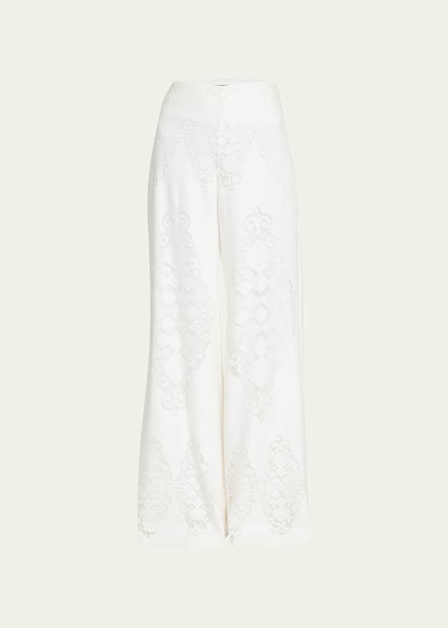 Kobi Halperin Morgan High-Rise Wide-Leg Lace Pants - Bergdorf Goodman
