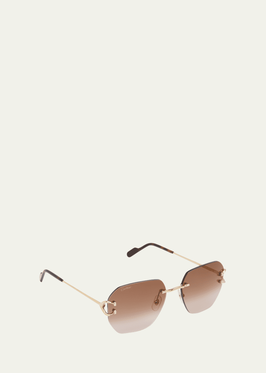 Cartier Men's Signature Rimless Square Metal Sunglasses - Bergdorf Goodman