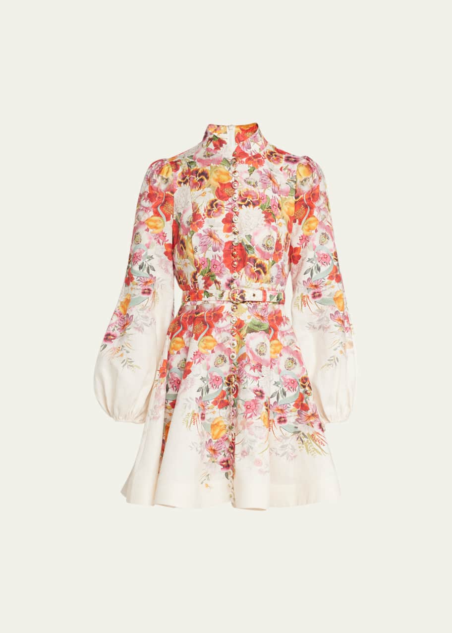 Zimmermann Wonderland Floral Buttoned Mini Dress - Bergdorf Goodman