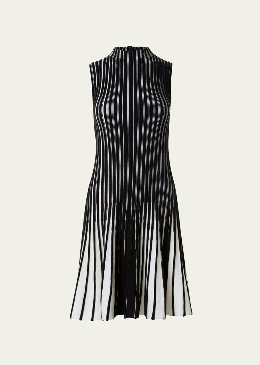 Akris punto Structured Stripes Wool Knit Short Dress - Bergdorf Goodman