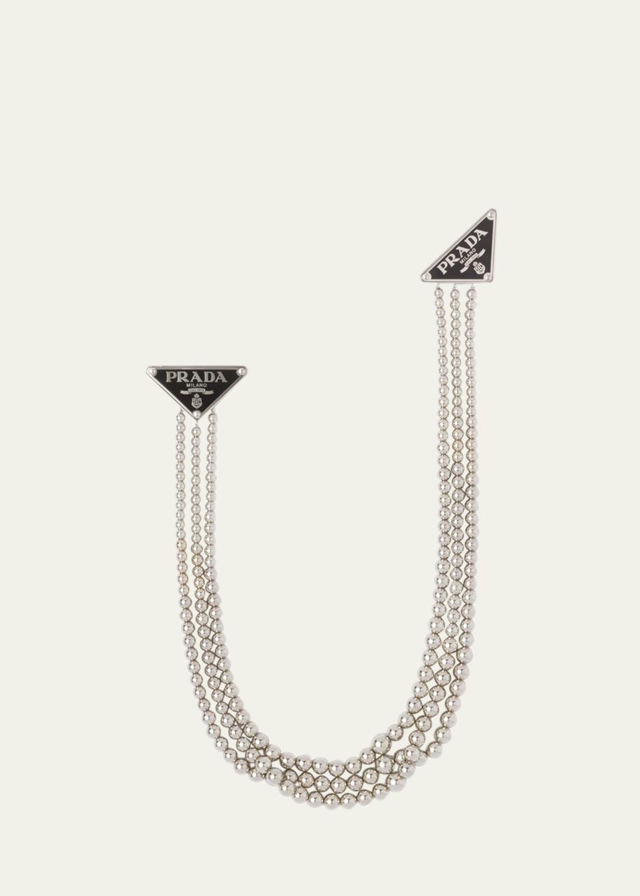 Prada Triangle Ball Chain Brooch Necklace - Bergdorf Goodman