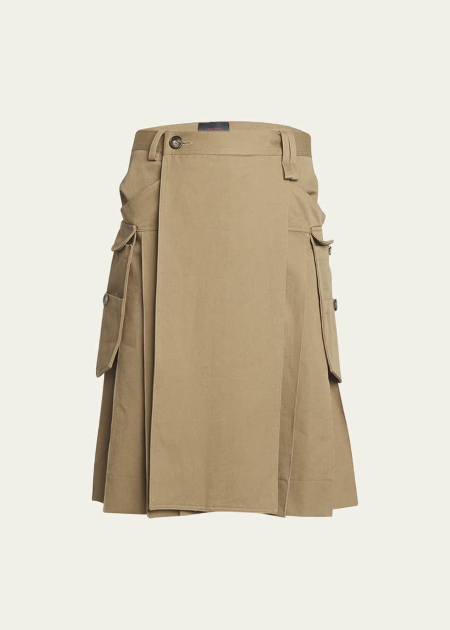 Simone Rocha Men's Pleated Cotton Drill Kilt - Bergdorf Goodman