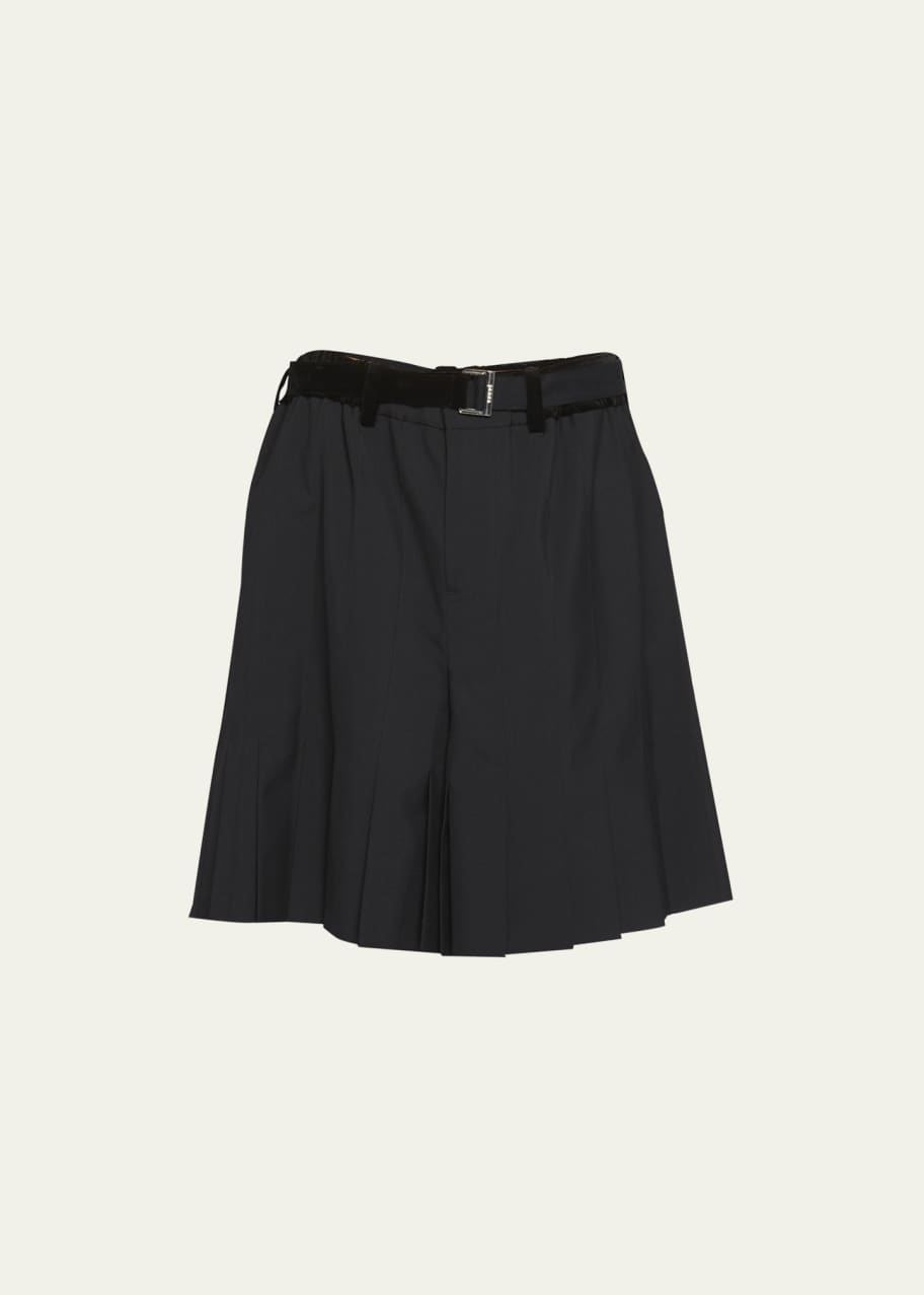 SACAI Men's Belted Wool-Blend Pleated Kilt Shorts - Bergdorf Goodman