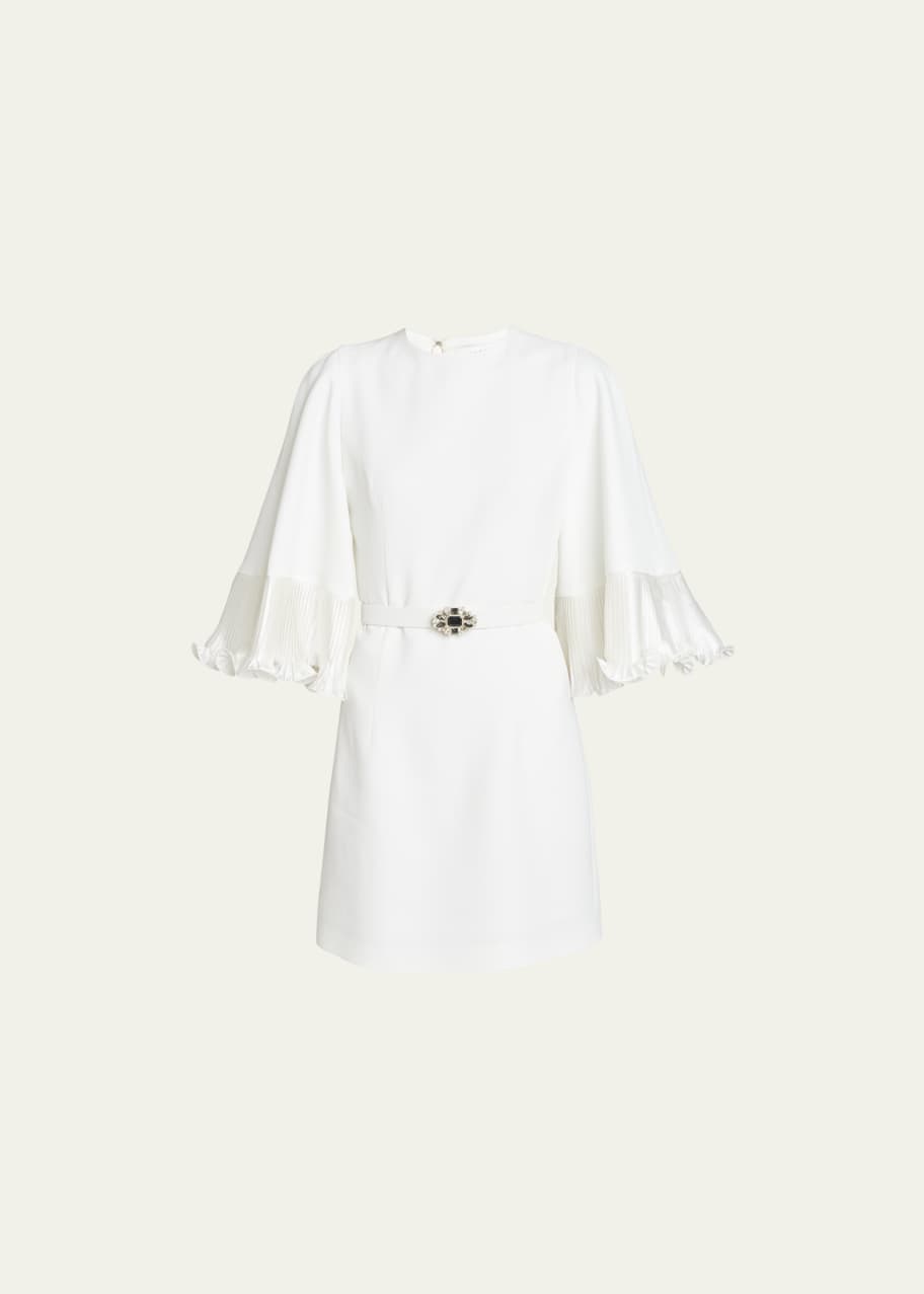 Andrew Gn Plisse-Cuff Belted Mini Dress - Bergdorf Goodman
