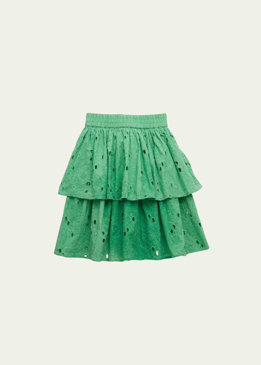Molo Girl's Brigitte Eyelette Embroidered Tiered Skirt, Size 3-6 ...