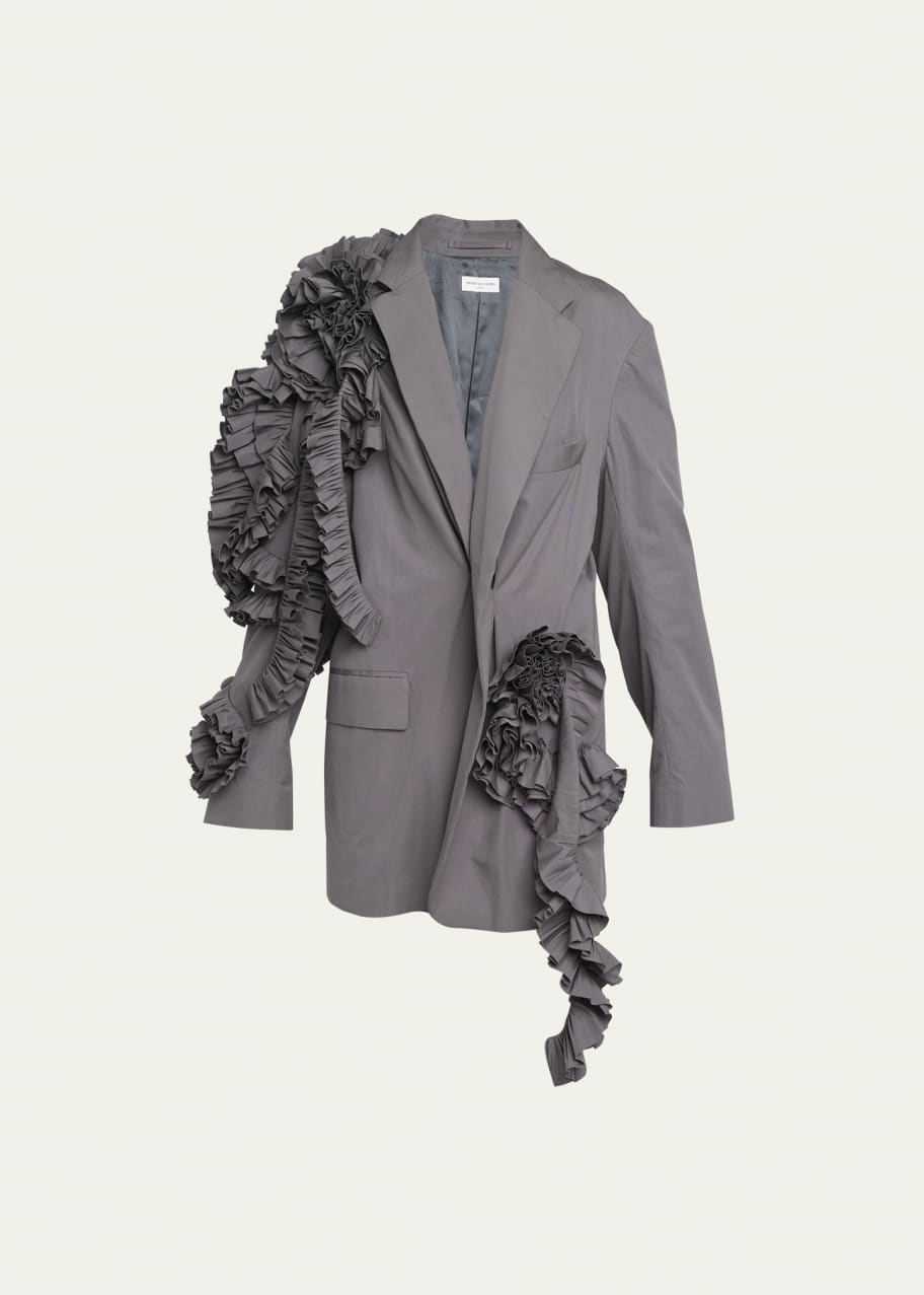 Dries Van Noten Blur Blazer Jacket with Ruffle Detail - Bergdorf Goodman