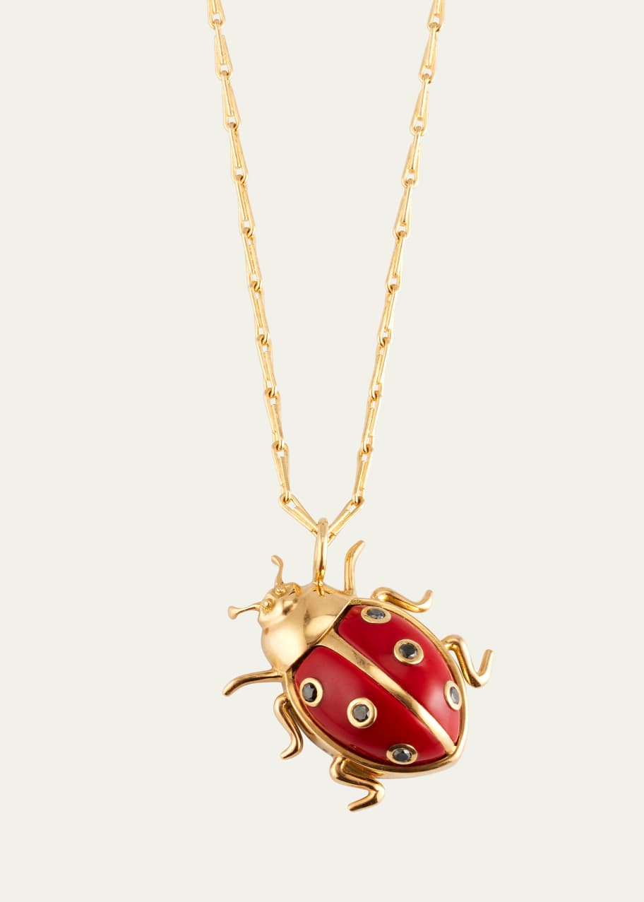 Brent Neale 18K Yellow Gold Ladybug Pendant Necklace with Diamonds ...