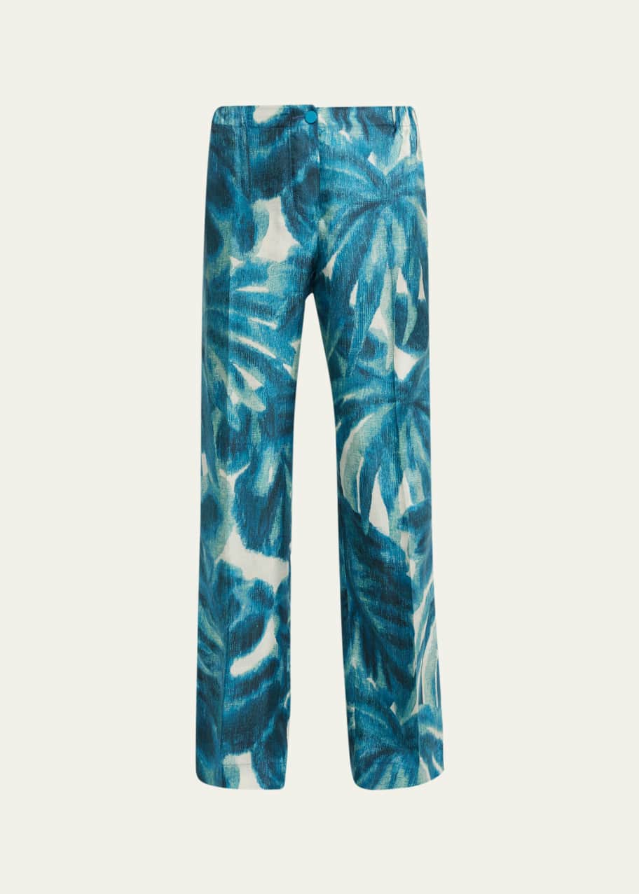 F.R.S For Restless Sleepers Palm Leaf-Print Silk Crop Pants - Bergdorf ...