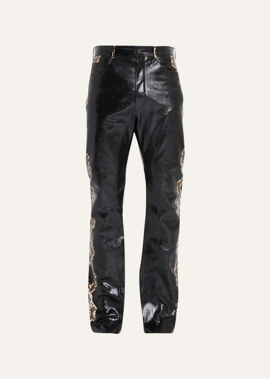 Bally Men's Python-Print Leather Jeans - Bergdorf Goodman