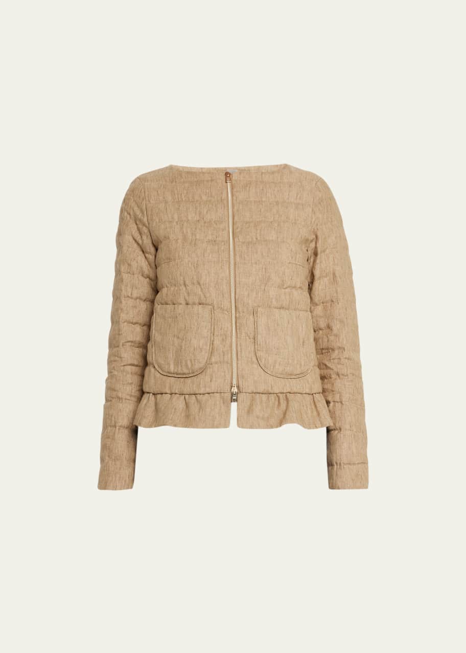 Herno Linen Puffer Jacket with Ruffle Hem - Bergdorf Goodman
