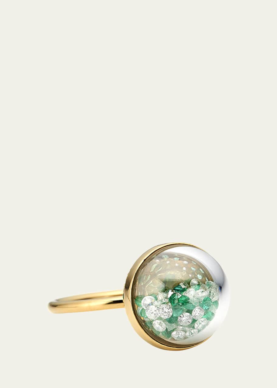Moritz Glik Sol Emerald and Diamond Ring with White Sapphire Shaker in ...