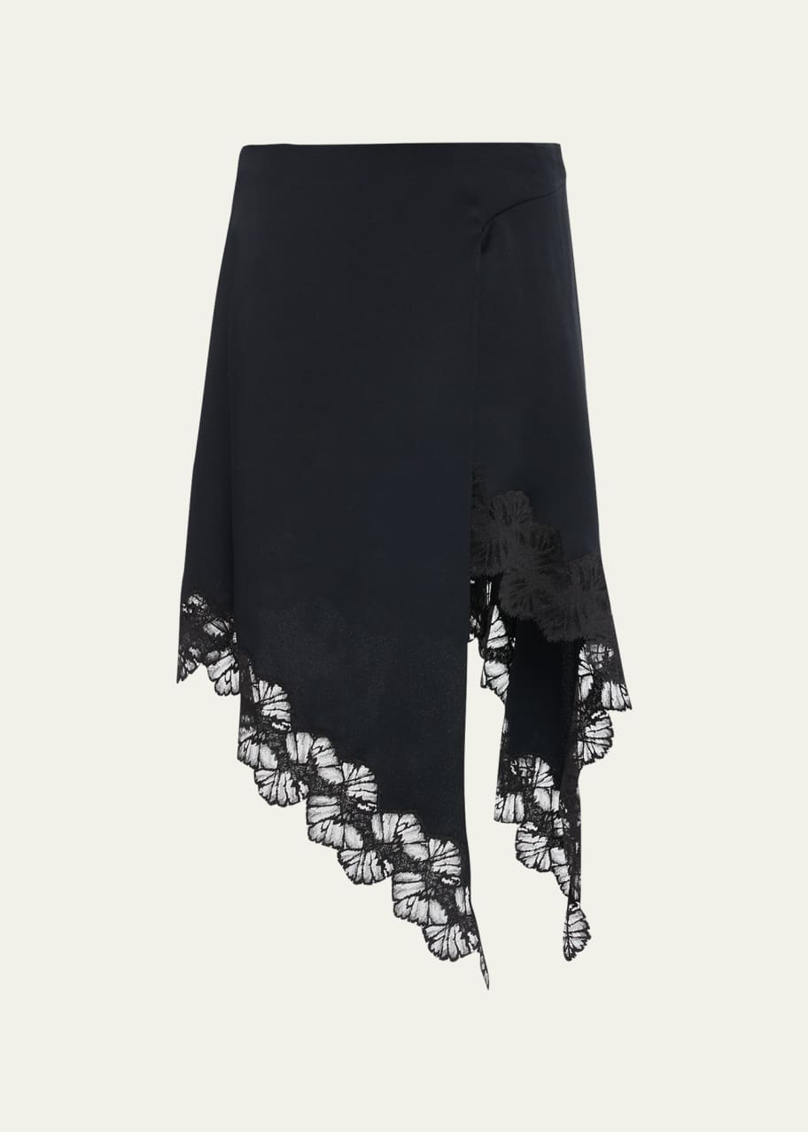 Stella McCartney Asymmetric Lace Hem Midi Skirt - Bergdorf Goodman