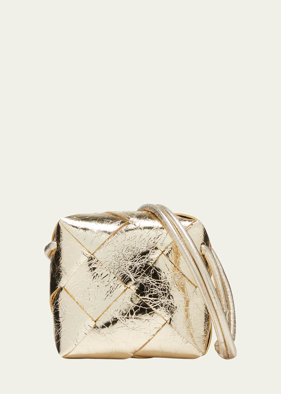 Bottega Veneta Mini Intreccio Metallic Leather Camera Crossbody Bag ...