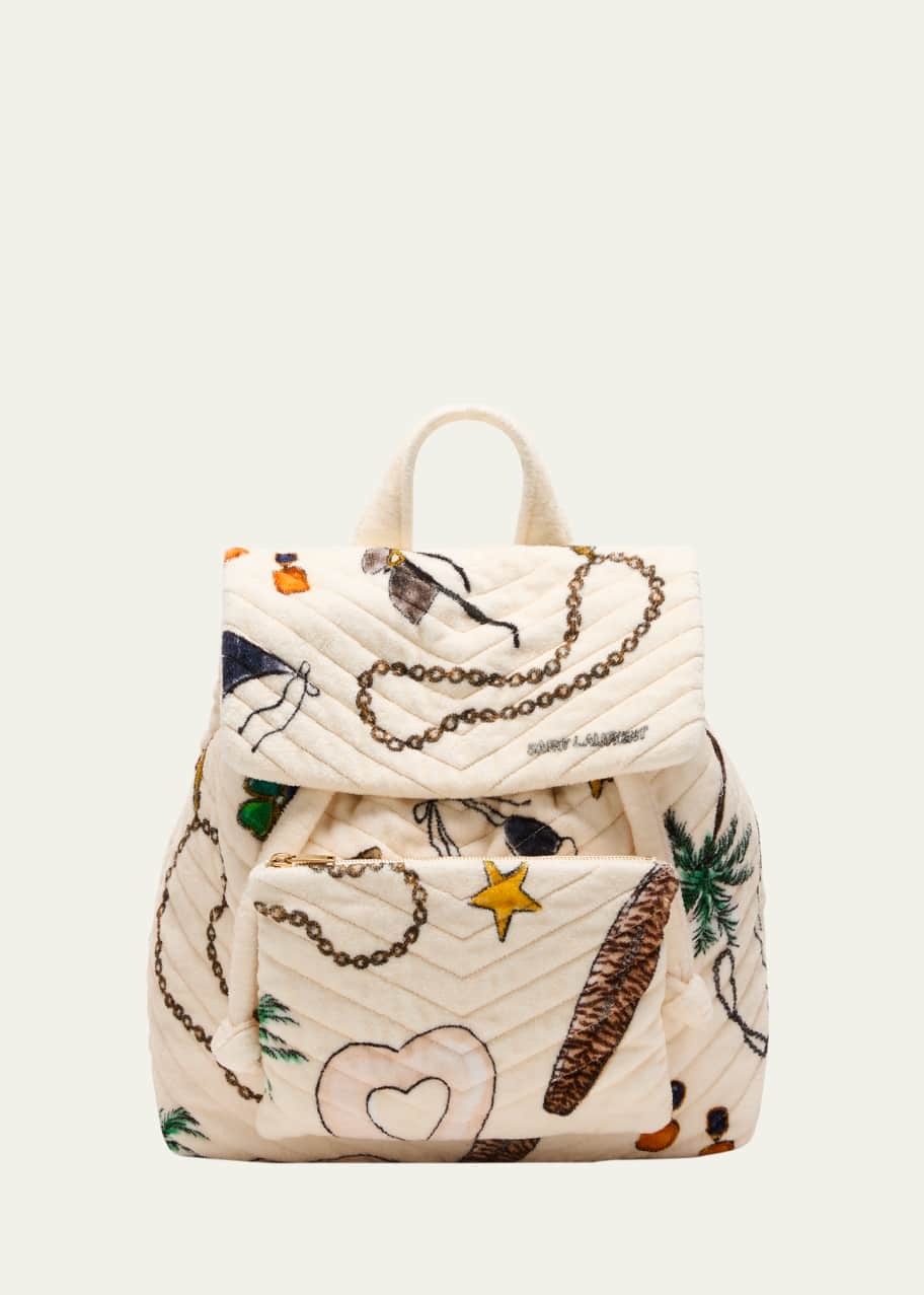 Saint Laurent Summer-Print Quilted Terry Cloth Backpack - Bergdorf Goodman
