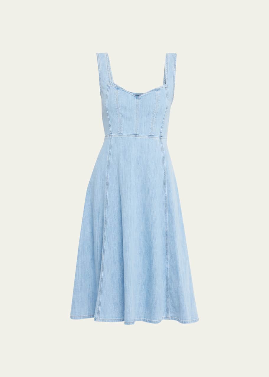 LE JEAN Arabella Denim Corset Midi Dress - Bergdorf Goodman