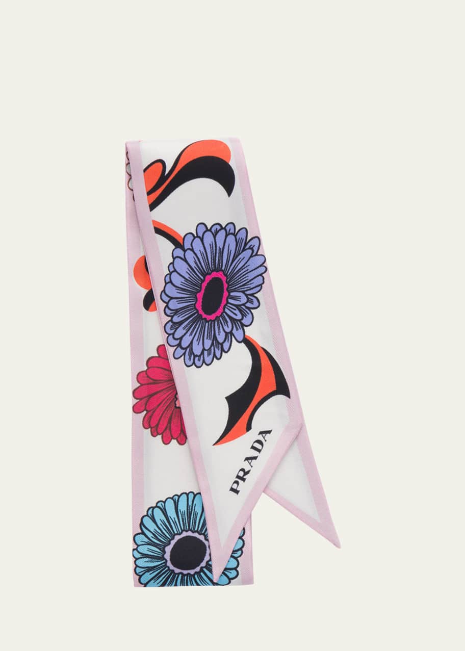 Prada Flower-Print Silk Scarf - Bergdorf Goodman