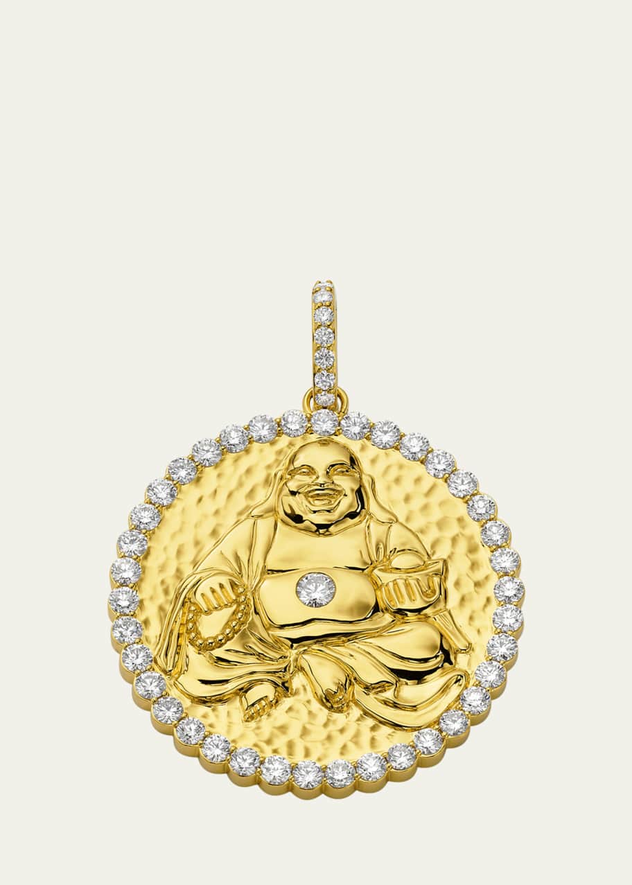 Buddha Mama 20K Happy Buddha Coin Pendant with Diamonds - Bergdorf Goodman