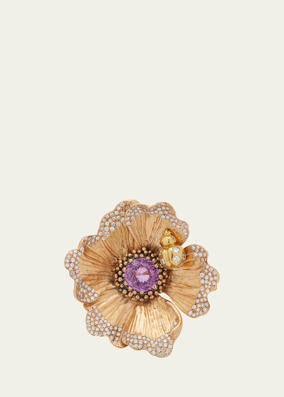 Susan Gordon 22K Yellow Gold and 20K Rose Gold One-of-a-Kind Pink Poppy ...