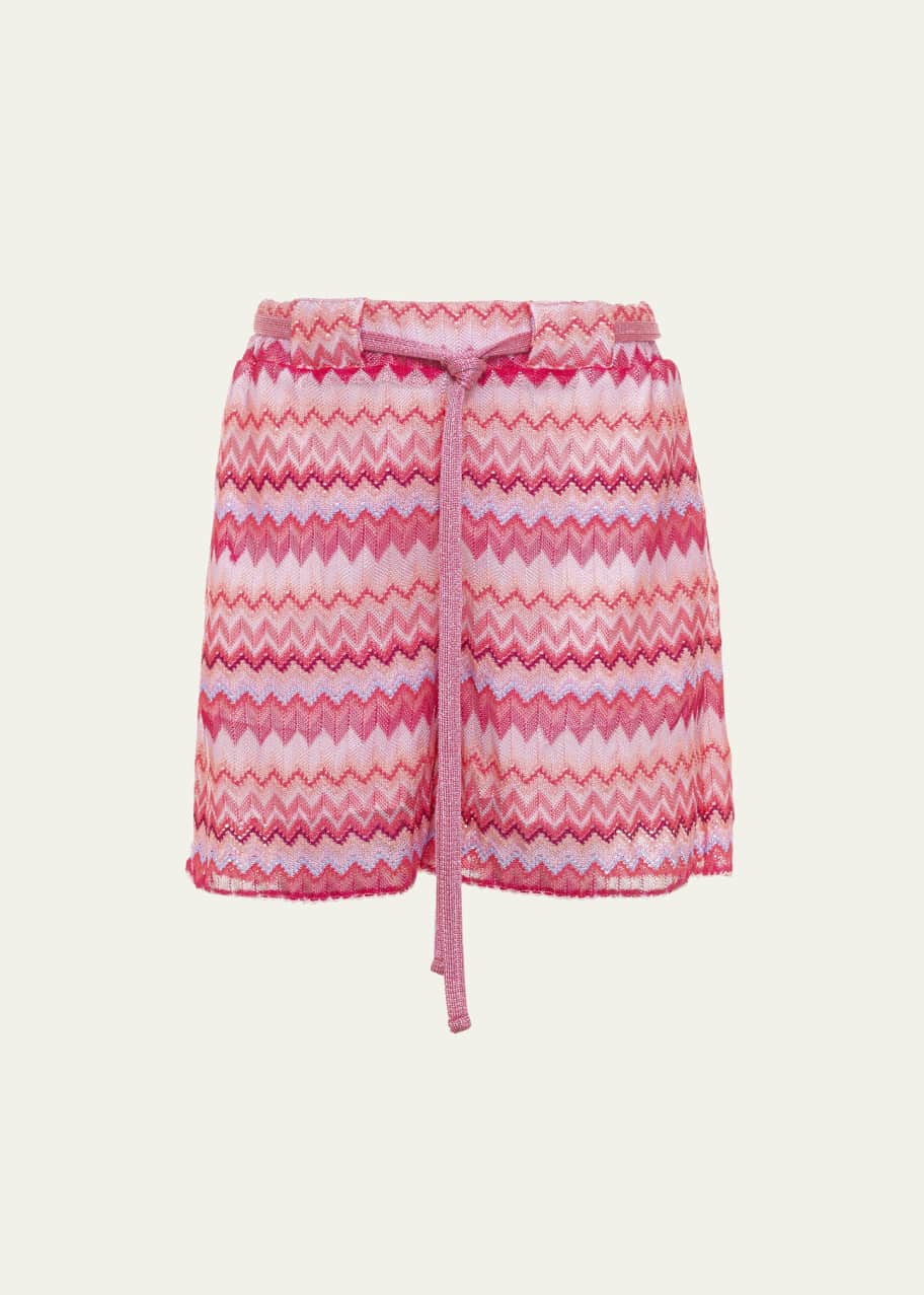 Missoni Girl's Zig Zag-Print Belted Shorts, Size 12-14 - Bergdorf Goodman
