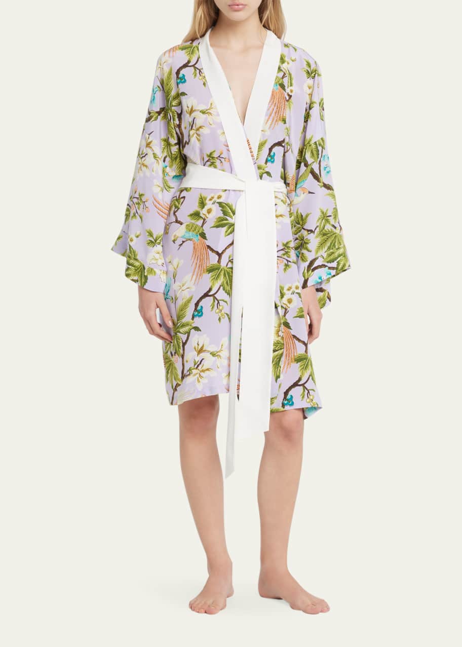 Olivia von Halle Mimi Floral-Print Silk Robe - Bergdorf Goodman