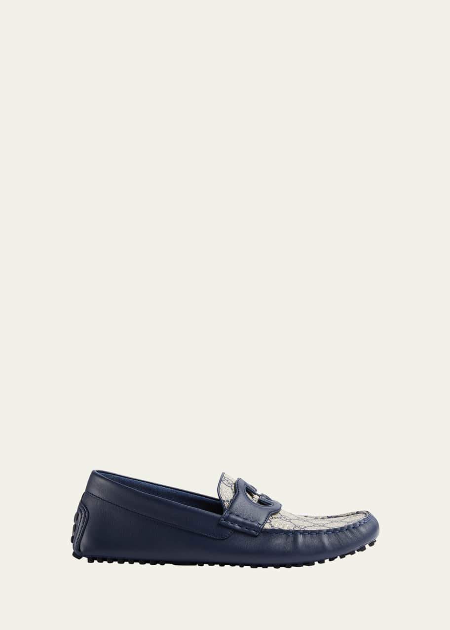 Gucci Men's Ayrton Interlocking G Leather Drivers - Bergdorf Goodman