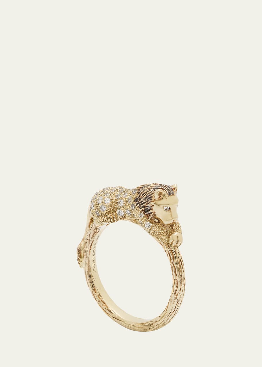 Bibi van der Velden 18K White Gold Lion Stackable Ring with Diamonds - Bergdorf Goodman
