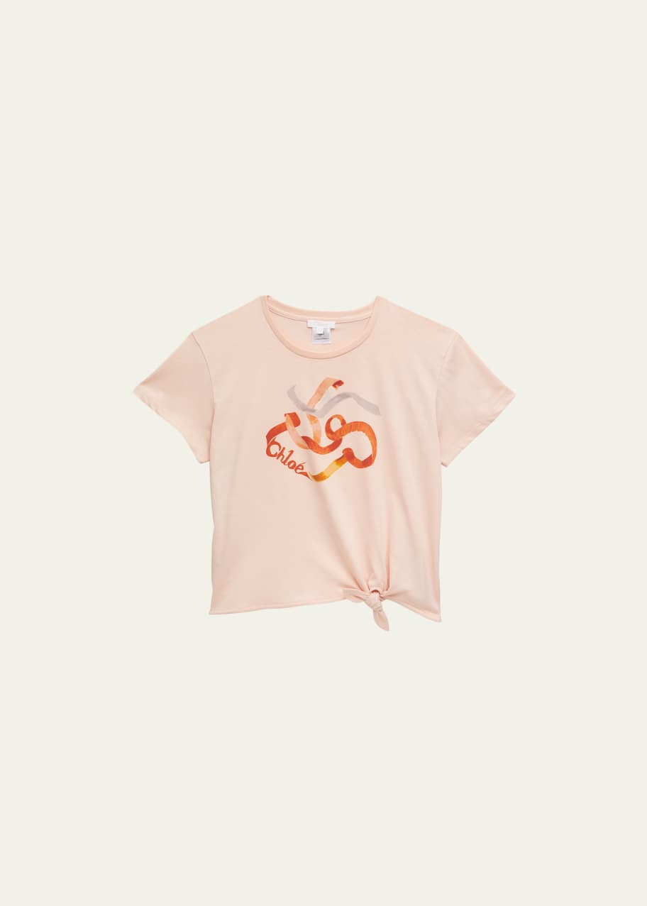 Chloe Girl's Logo-Print Ribbon Graphic T-Shirt, Size 14 - Bergdorf Goodman