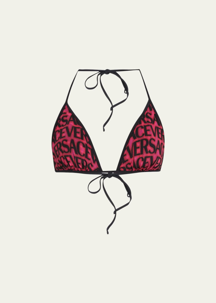 Versace Reversible Versace Allover Bikini Top - Bergdorf Goodman