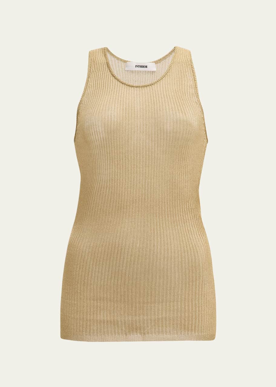 Interior Cage Metallic Scoop Neck Tank Top Bergdorf Goodman