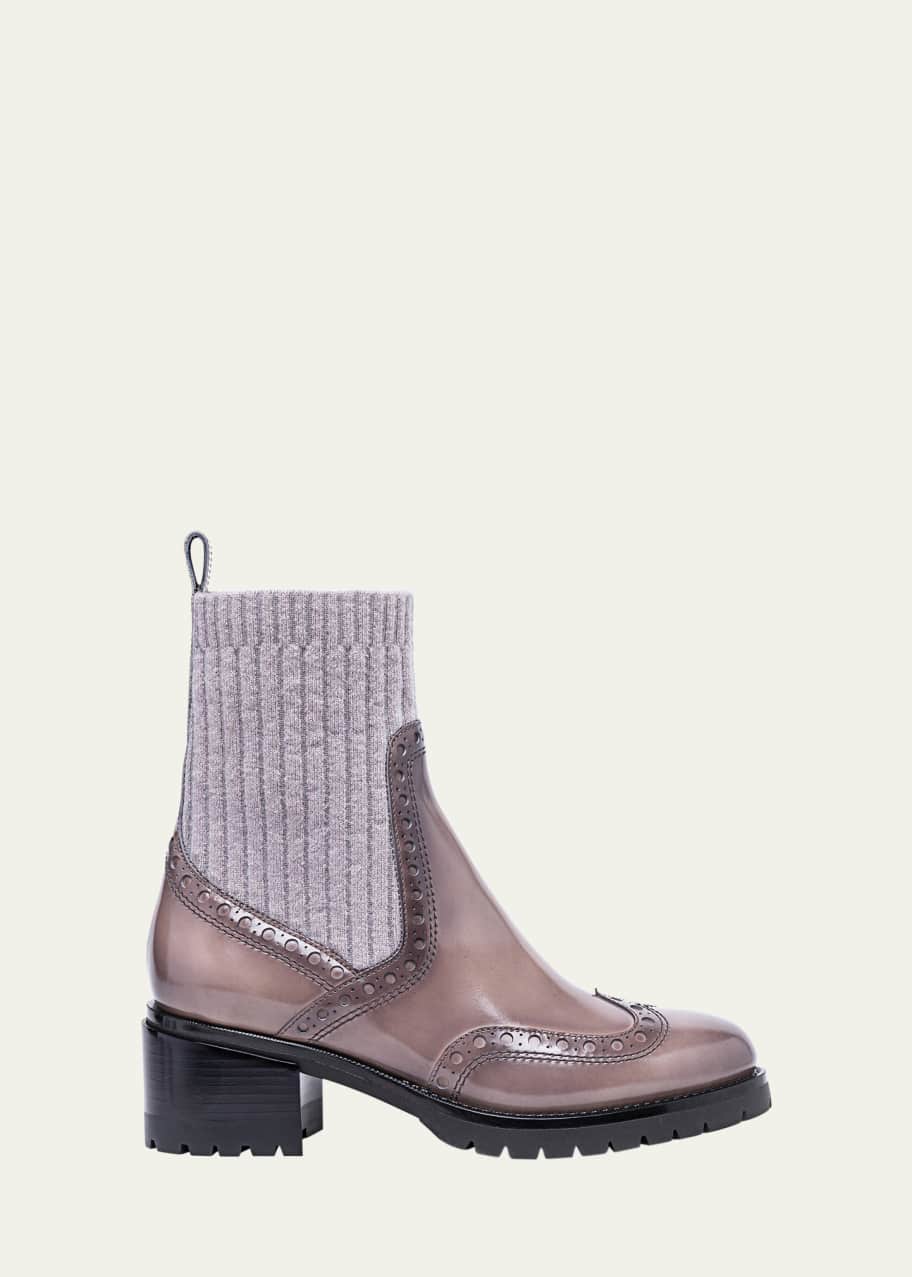 Santoni Ferret Wing-Tip Sock Booties - Bergdorf Goodman