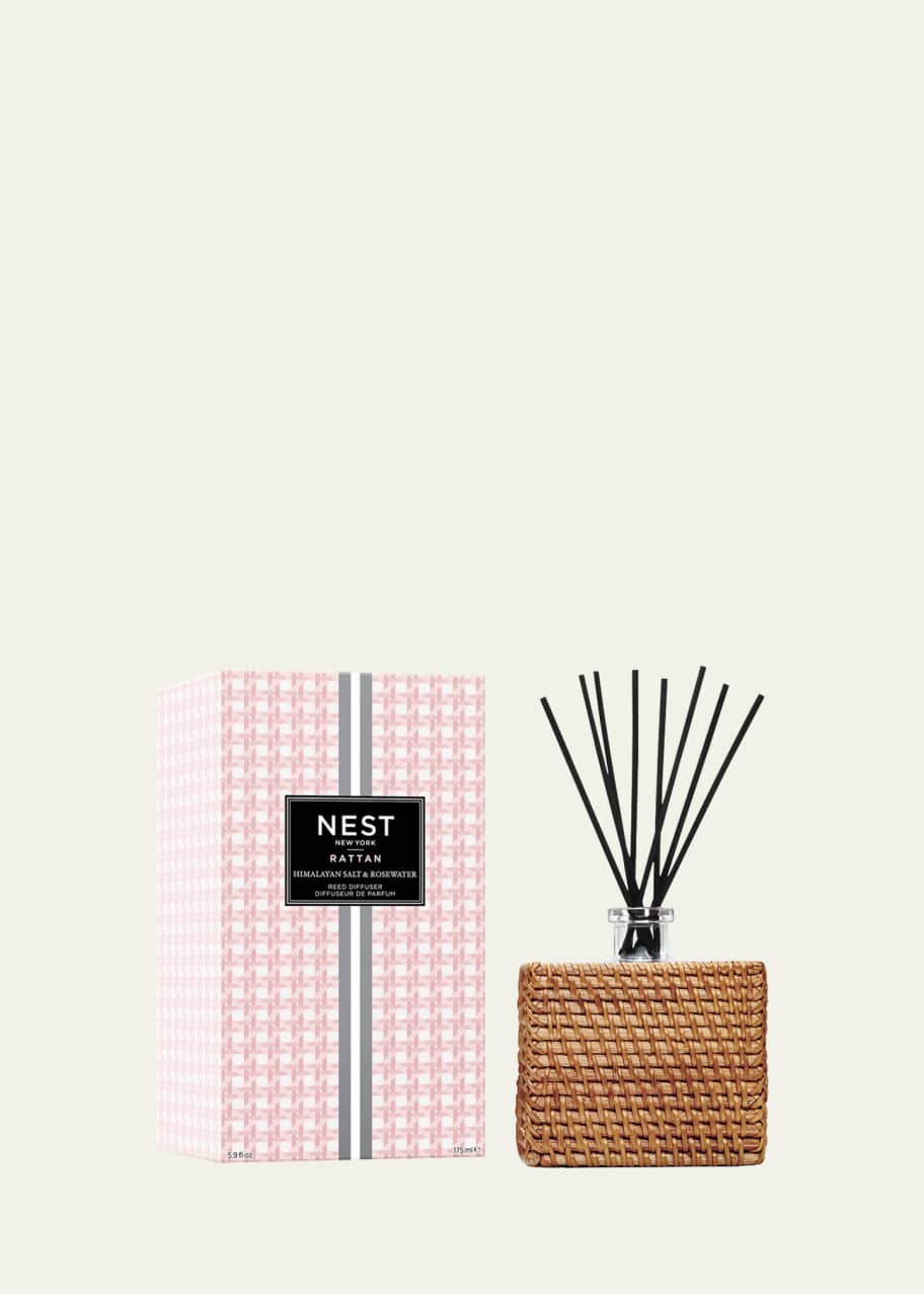 NEST New York Rattan Himalayan Salt and Rosewater Reed Diffuser, 5.9 oz ...