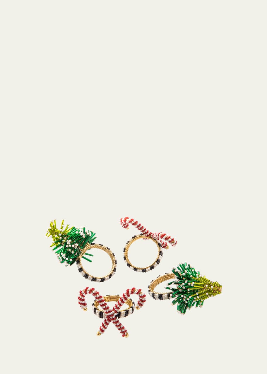 MacKenzie-Childs Tree and Candy Cane Napkin Rings, Set of 4 - Bergdorf ...