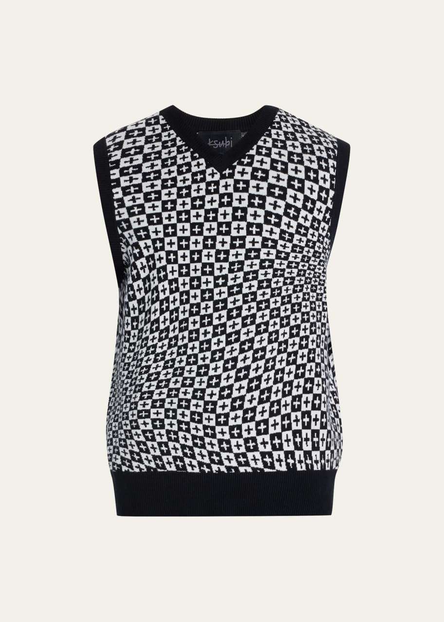 Ksubi Men's Checkered Knit Sweater Vest - Bergdorf Goodman
