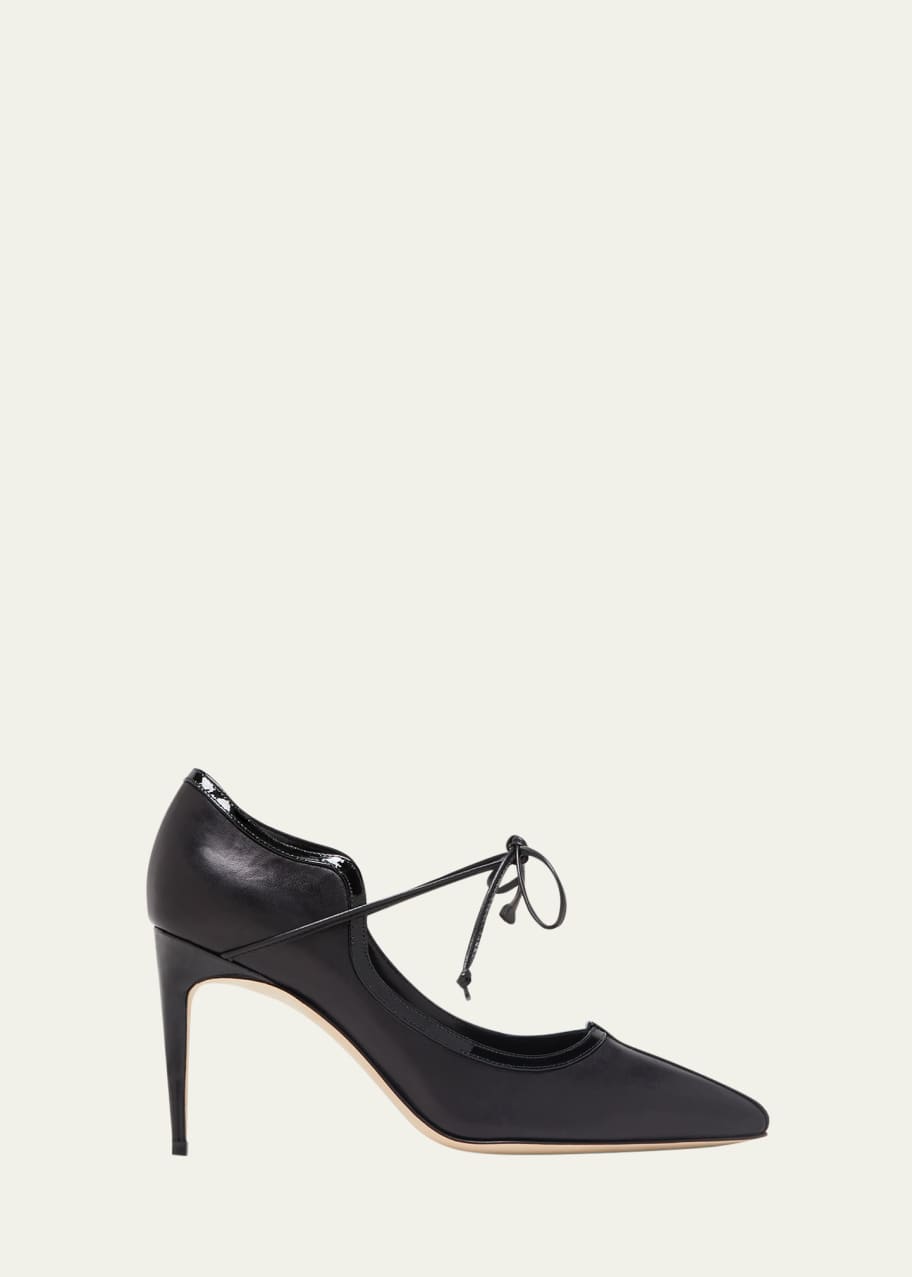 Manolo Blahnik Janix Mixed Leather Lace Pumps - Bergdorf Goodman