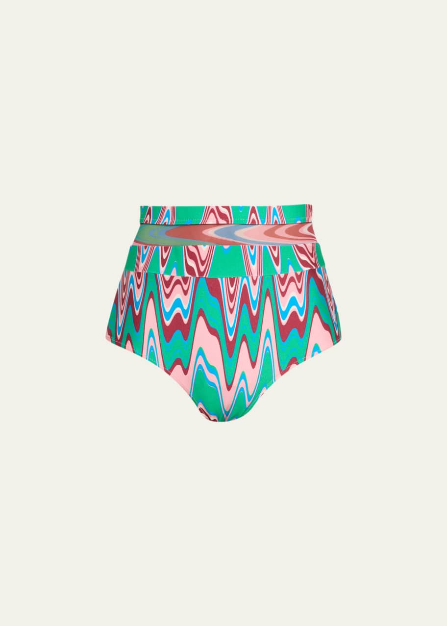 PatBO Wave-Printed Mesh Bikini Bottoms - Bergdorf Goodman