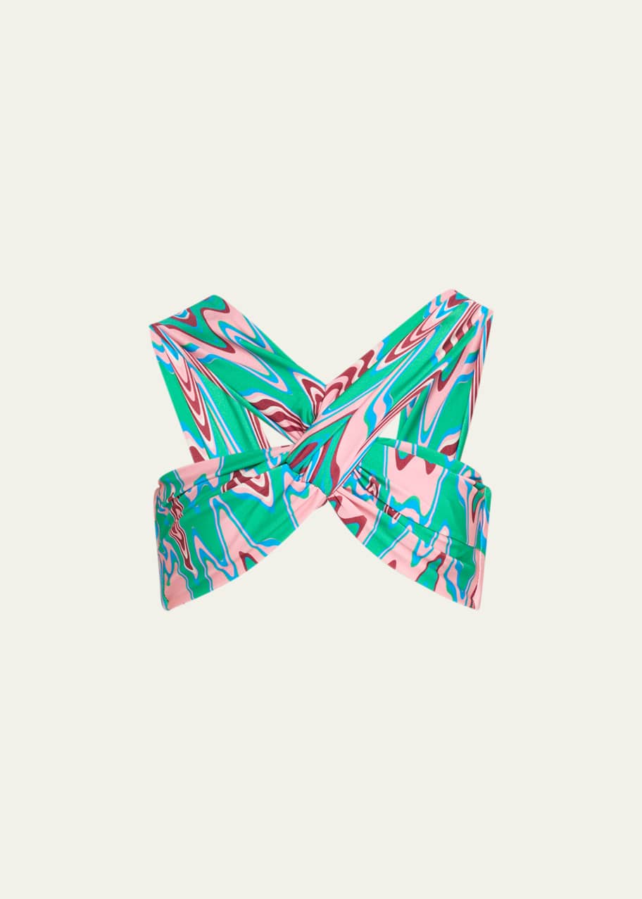 PatBO Wave-Printed Off-Shoulder Bikini Top - Bergdorf Goodman