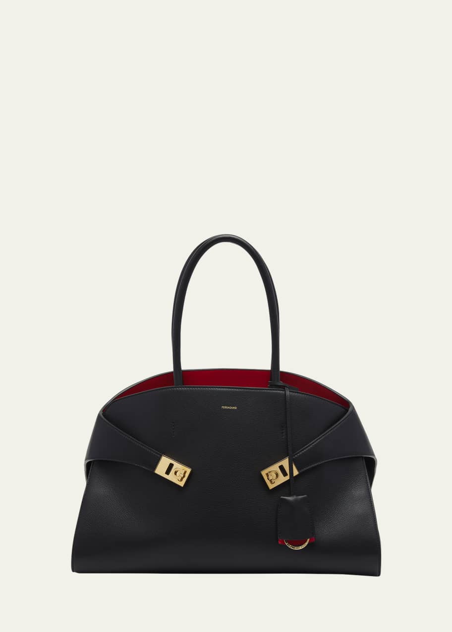 Ferragamo Hug Gancini Medium Leather Top-Handle Bag - Bergdorf Goodman