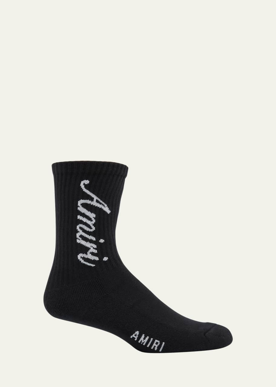 Amiri Men's Logo Script Crew Socks - Bergdorf Goodman