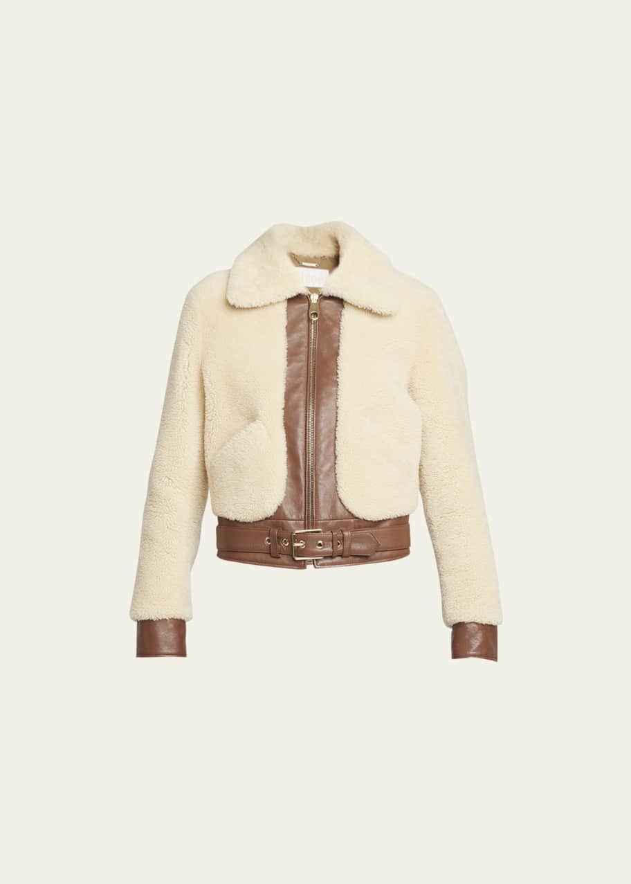 Chloe Merino Shearling Patchwork Short Jacket - Bergdorf Goodman