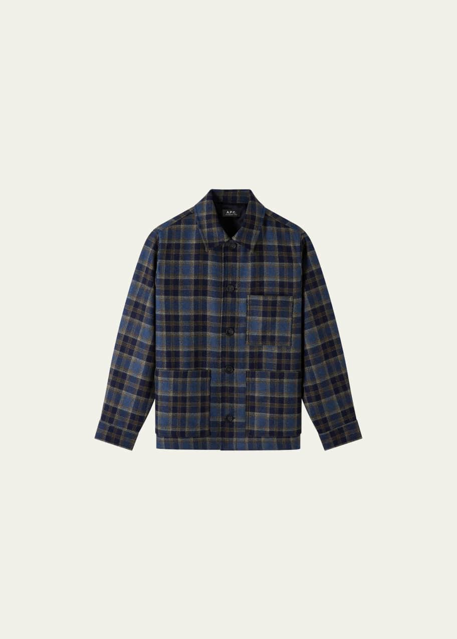 A.P.C. Men's Plaid Flannel Chore Jacket - Bergdorf Goodman