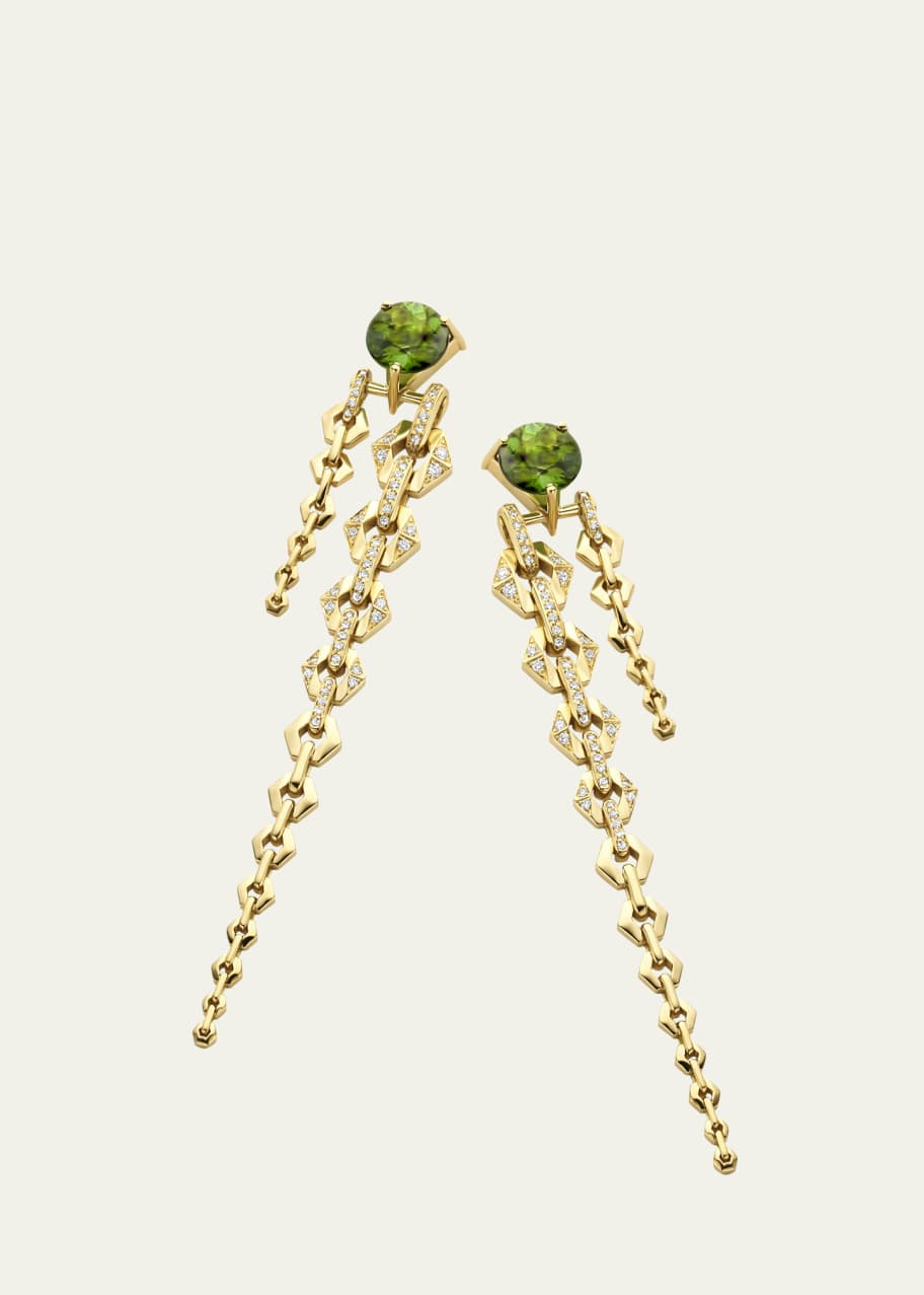 Dries Criel 18K Yellow Gold Diamond and Tsavorite Flow Bond Earrings ...