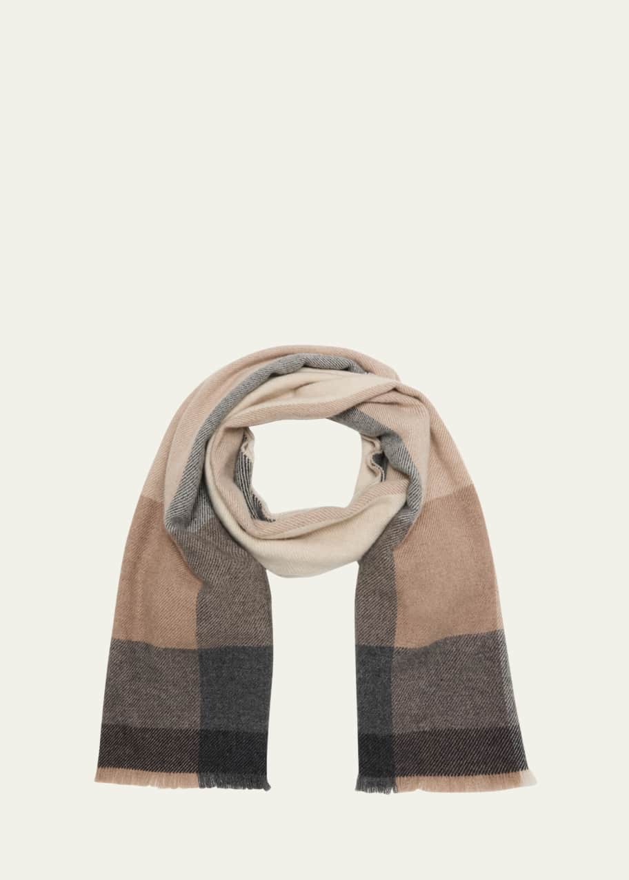 Brunello Cucinelli Men's Cashmere Color Block Scarf - Bergdorf Goodman