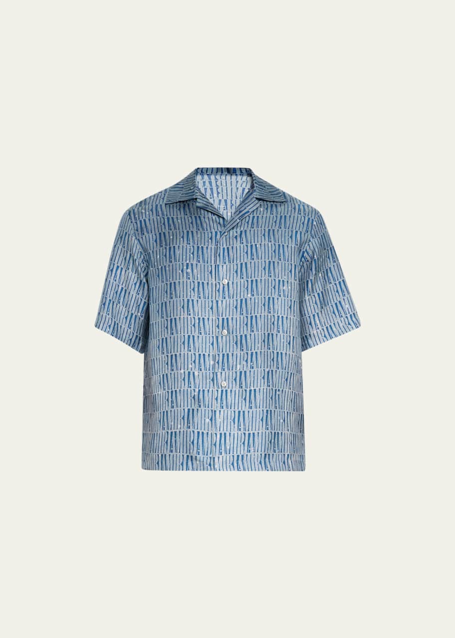 Amiri Men's Gradient Repeat-Logo Bowling Shirt - Bergdorf Goodman